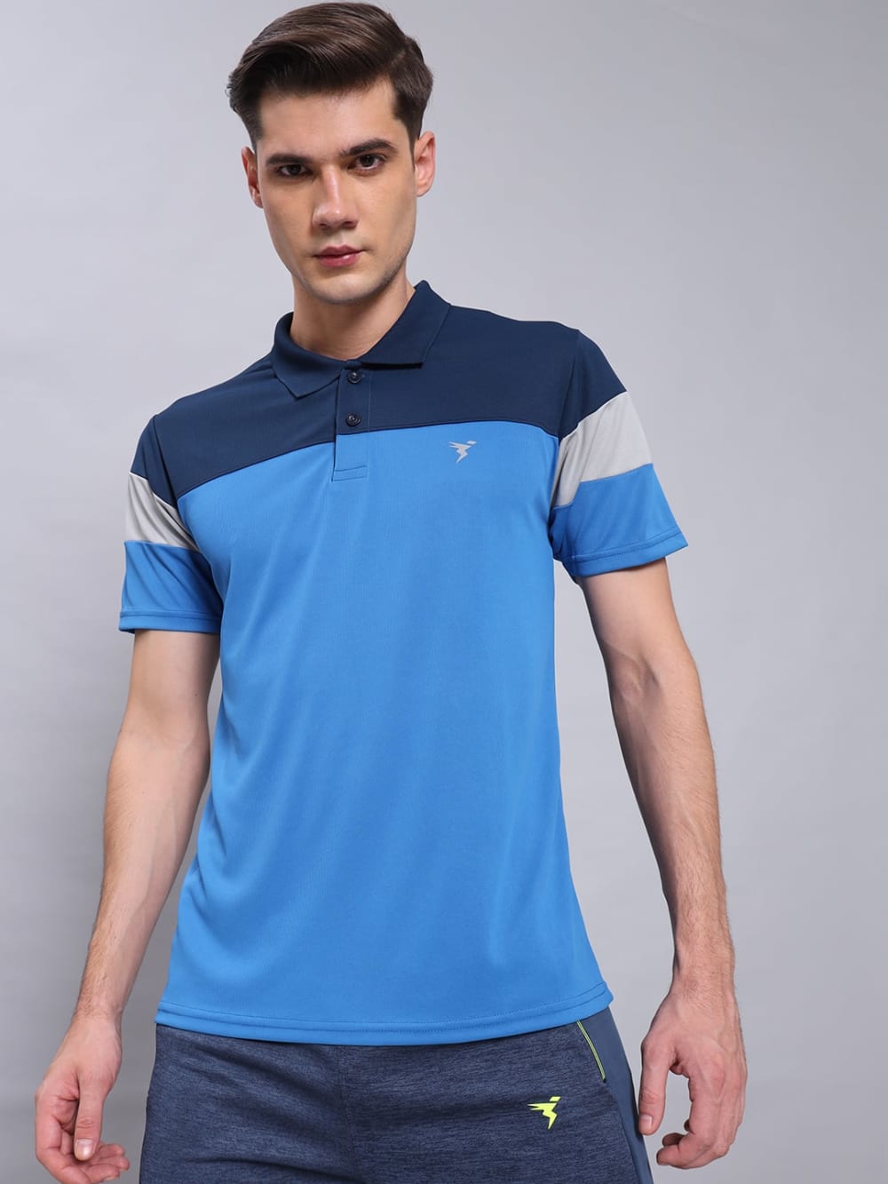 Shop For Technosport Mens Active Colorblocked Polo Neck Half Sleeve T